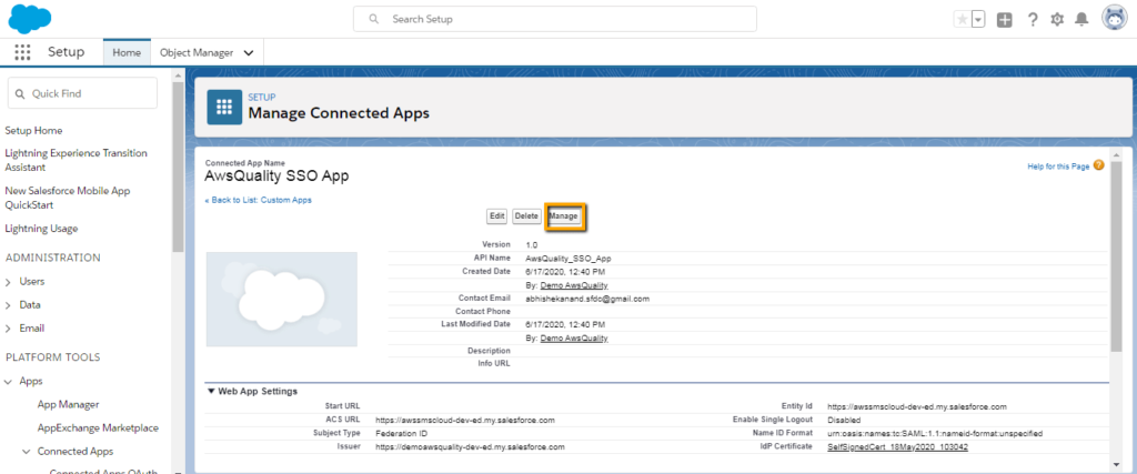 Salesforce Single Sign On