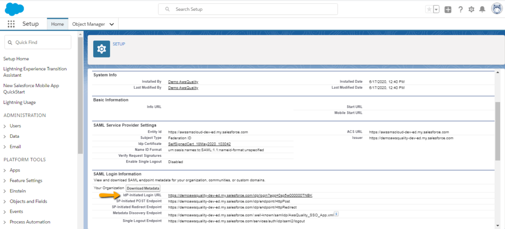 Salesforce Single Sign On