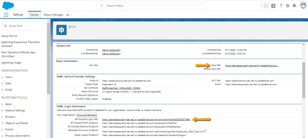 Salesforce Single Sign On