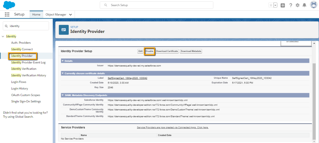 Salesforce Single Sign On
