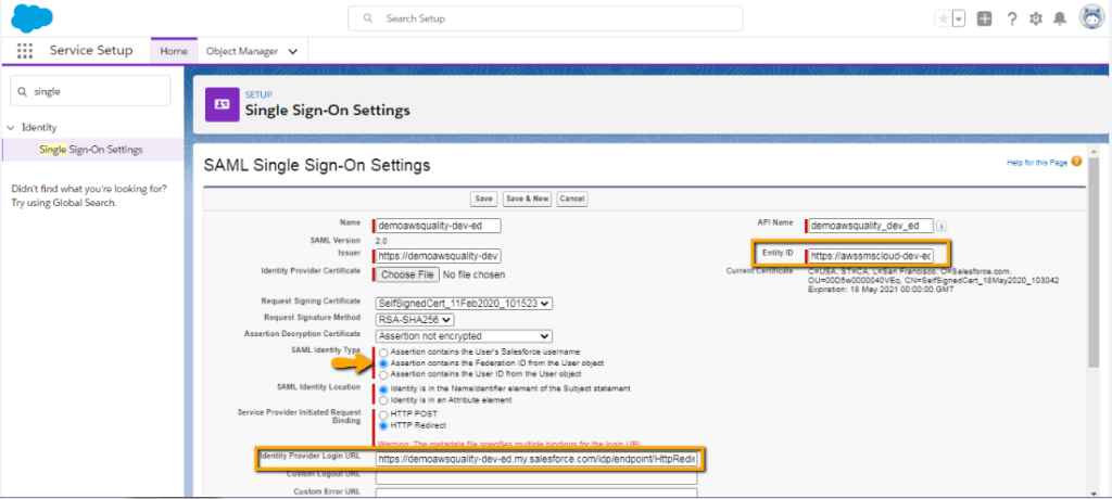 Salesforce Single Sign On