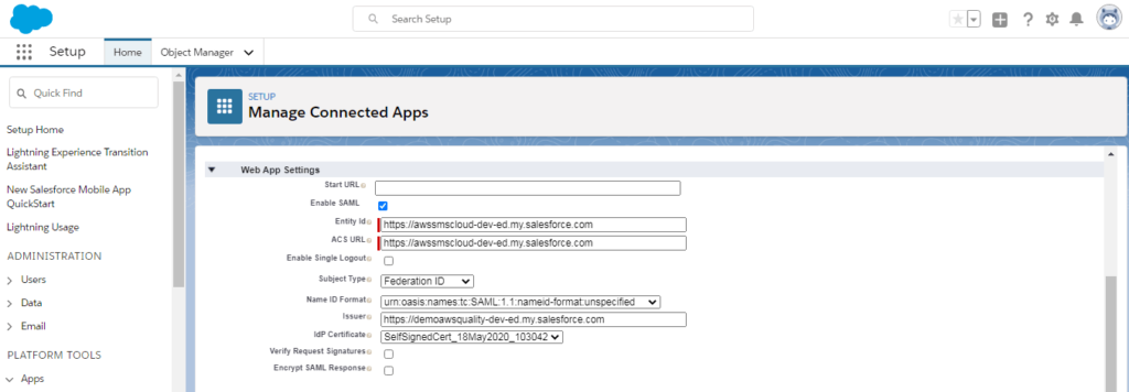 Salesforce Single Sign On