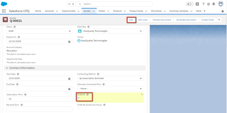 How to Configure CPQ Order Generation process